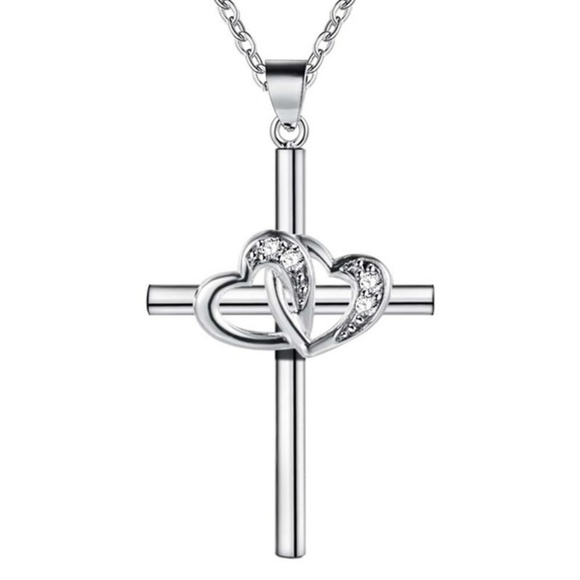 Jewelry | Two Intertwined Hearts Cross Pendant | Poshmark